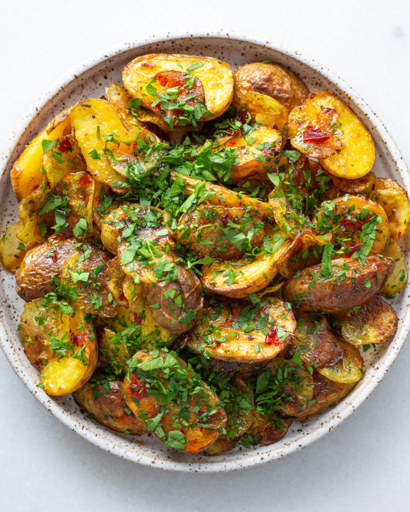 Crispy Potatoes with Sambal Hot Honey - Justine Doiron