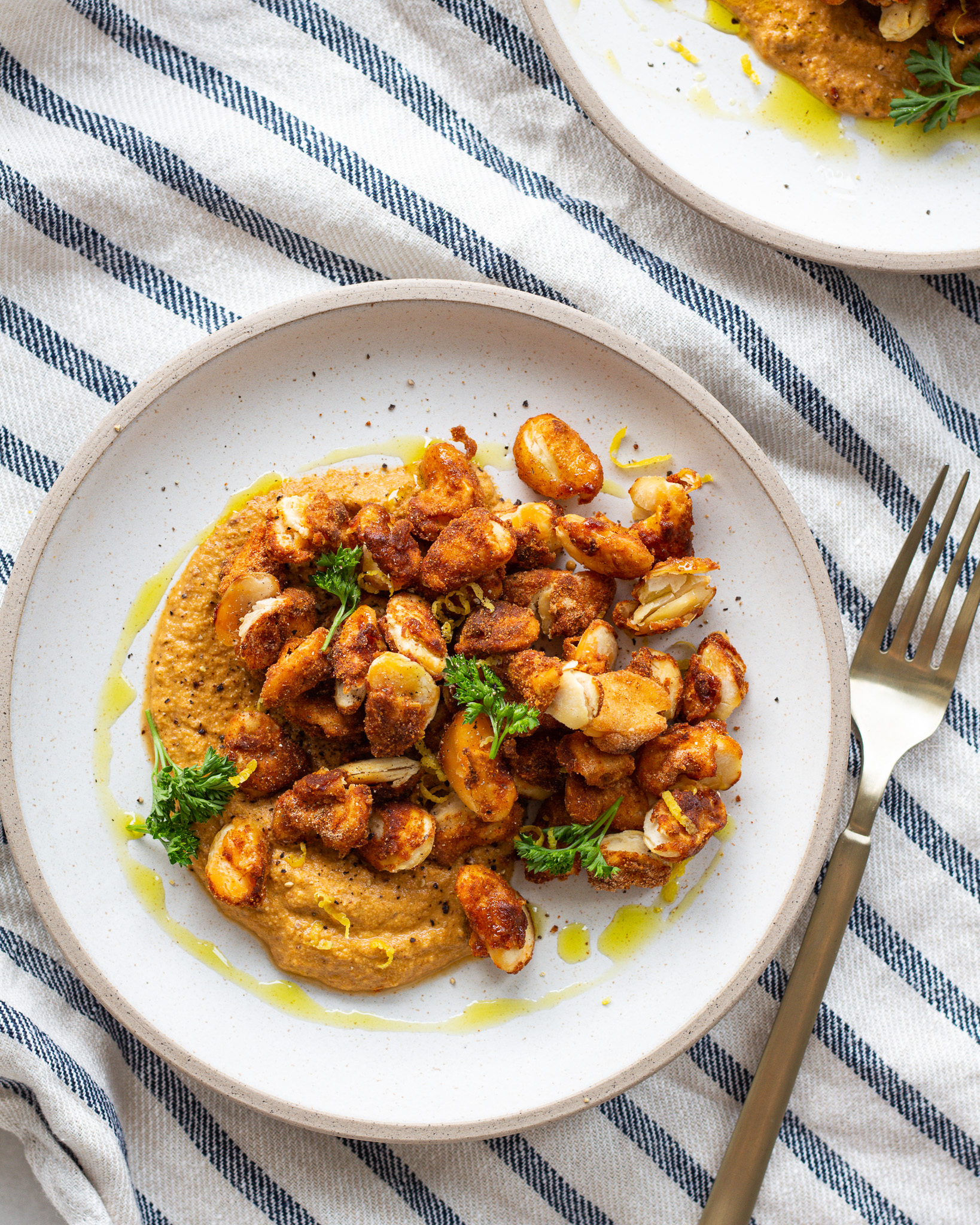 Paprika Breaded Beans on Romesco - Justine Doiron