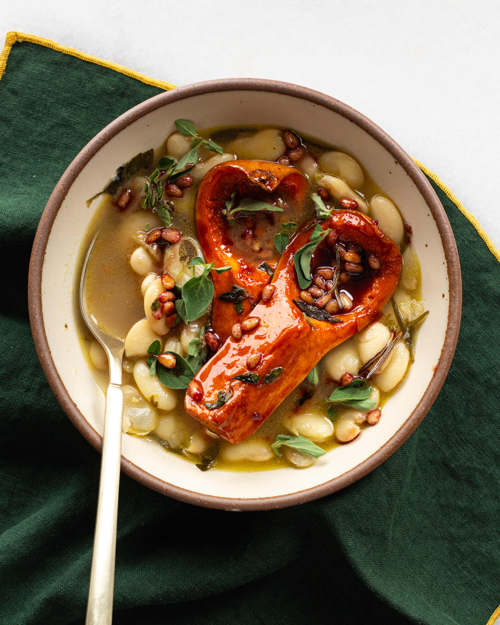 Red Wine Honeynut Squash on Brothy Beans - Justine Doiron