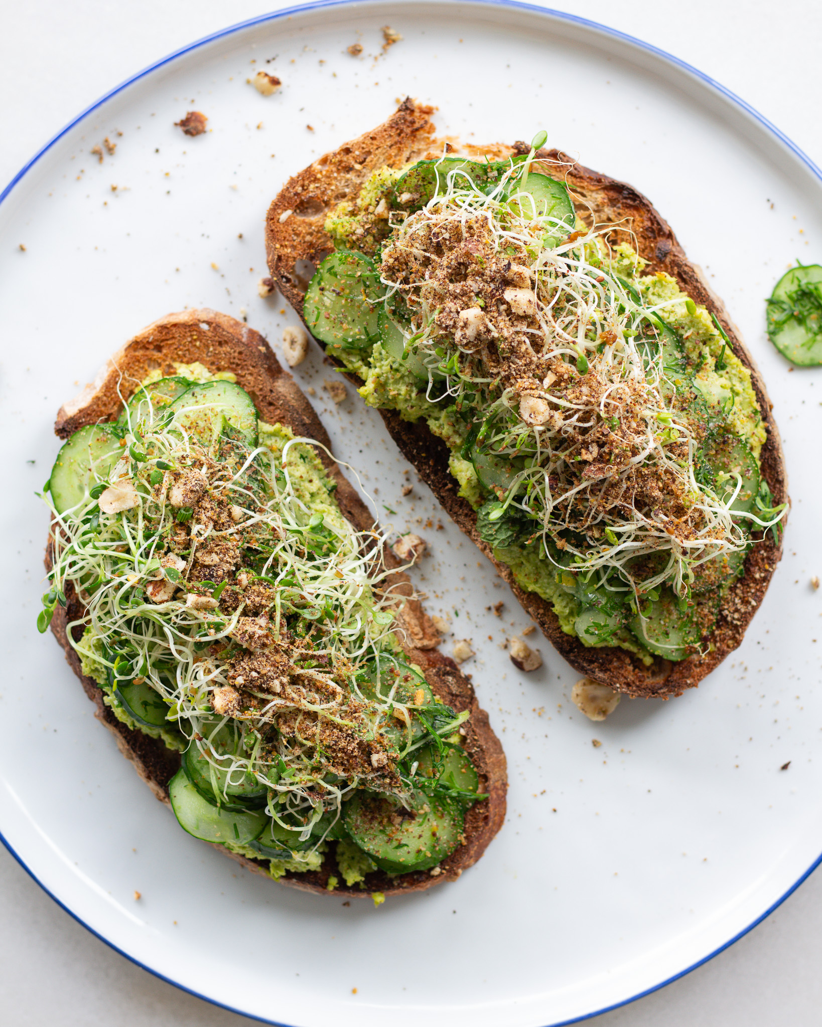 Cucumber Toasts with Edamame Spread - Justine Doiron