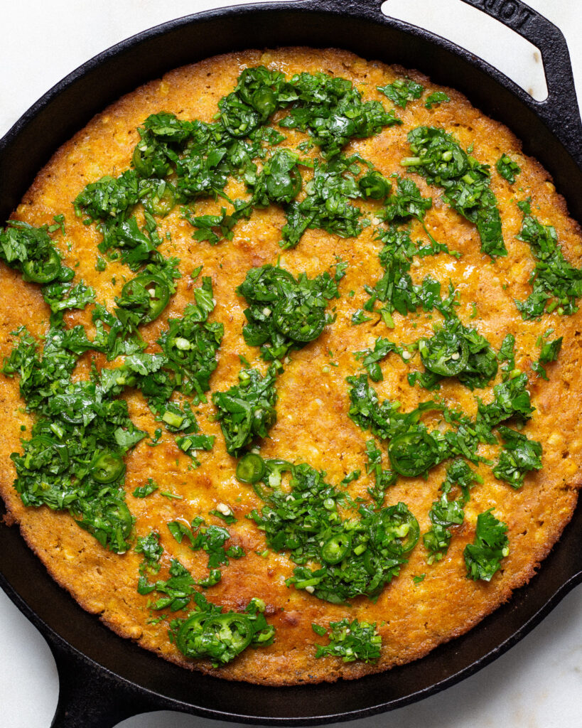 Skillet Cornbread with Serrano Cilantro Dressing - Justine Doiron